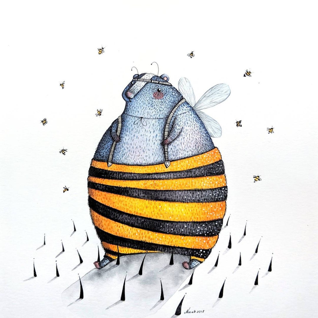 Bumble Bear - Bear Illustration - Original Watercolor Painting ...