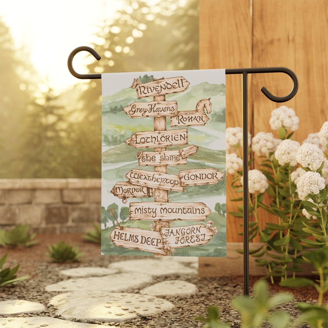 LOTR Signpost Garden & House Banner, Lord of the Rings Garden Banner ...