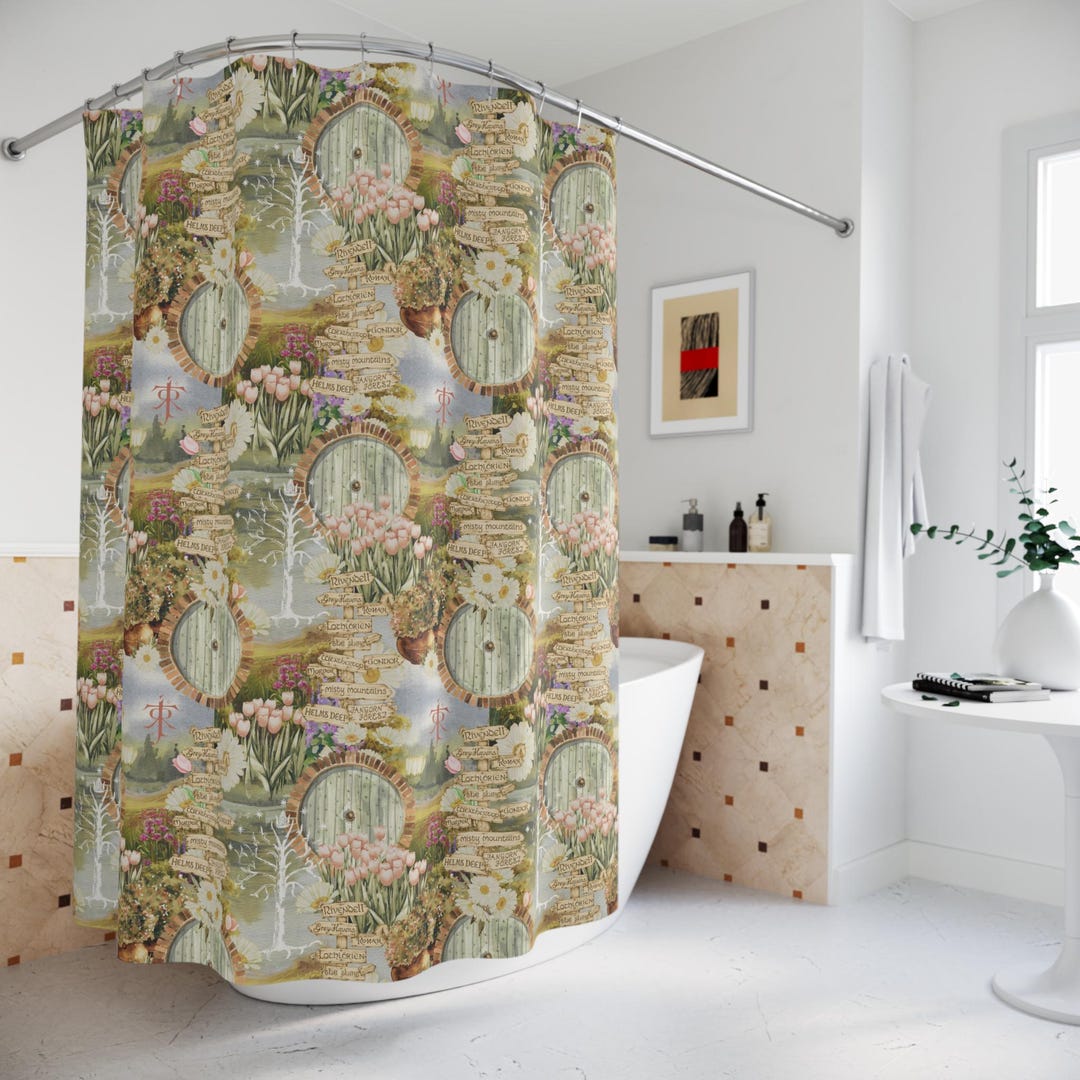 Spring in the Shire Shower Curtain, Lord of the Rings Bathroom Curtain ...