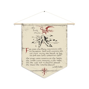 Smaug Dragon Pennant, Lord of the Rings Banner, LOTR Flag, Hobbit Home ...