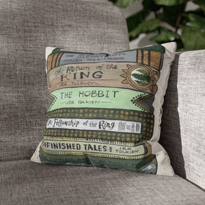 LOTR Books Square Pillowcase, Lord of the Rings Square Pillowcase ...