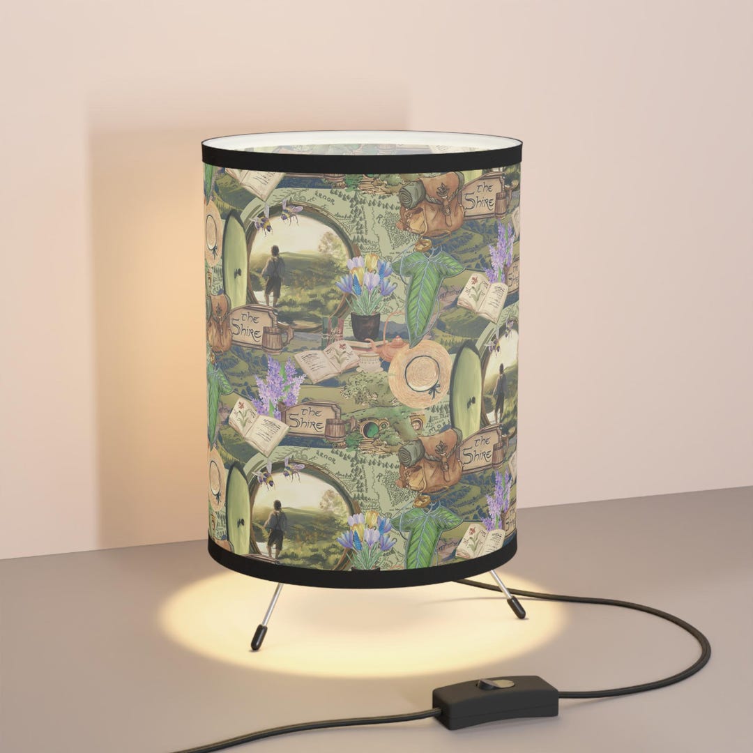 Hobbit Tripod Lamp, Lord of the Rings Lamp, Green Shire Lamp, Hobbit ...