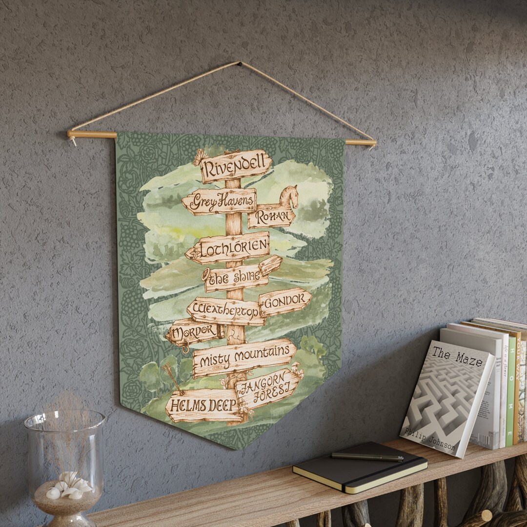 Middle Earth Signpost Pennant, Lord of the Rings Banner, LOTR Flag ...