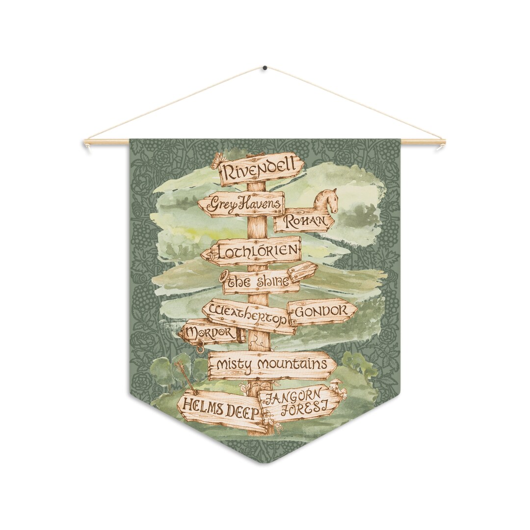 Middle Earth Signpost Pennant, Lord of the Rings Banner, LOTR Flag ...
