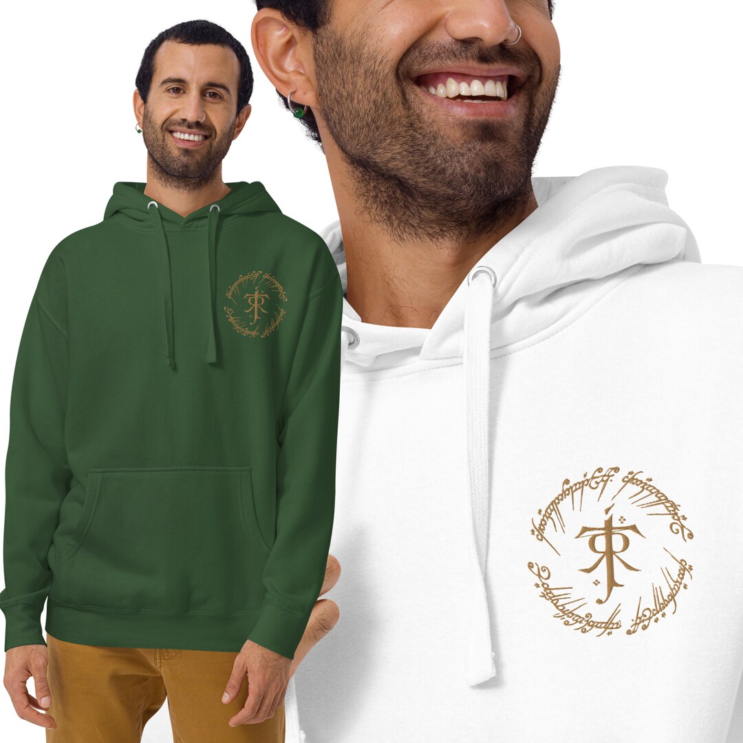 Tolkien Unisex Hoodie, Embroidery, Lord of the Rings Embroidered Hoodie ...