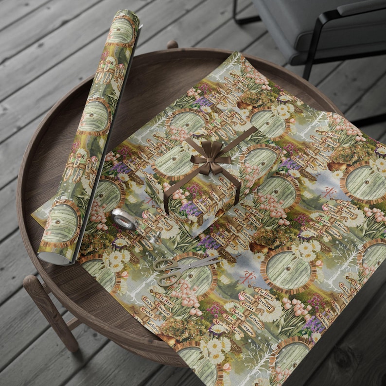 Lord of the Rings Wrapping Paper: Floral Hobbit Theme, Middle Earth ...