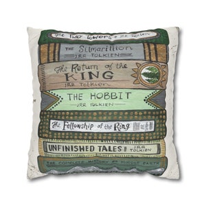 LOTR Books Square Pillowcase, Lord of the Rings Square Pillowcase ...