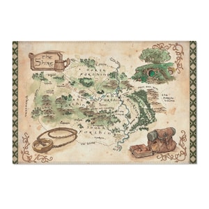 The Shire Area Rug, Lord of the Rings Rug, LOTR Area Rug, Rings of ...