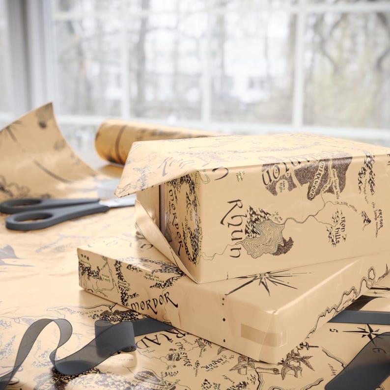 Middle Earth Map Wrapping Paper: Lord of the Rings Gift Wrap - Etsy