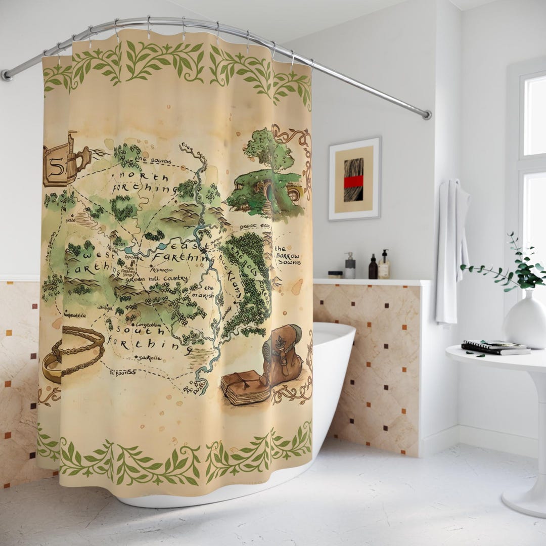 Shire Map Shower Curtain: Lord of the Rings Bathroom Decor - Etsy
