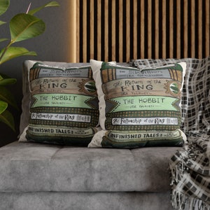 LOTR Books Square Pillowcase, Lord of the Rings Square Pillowcase ...