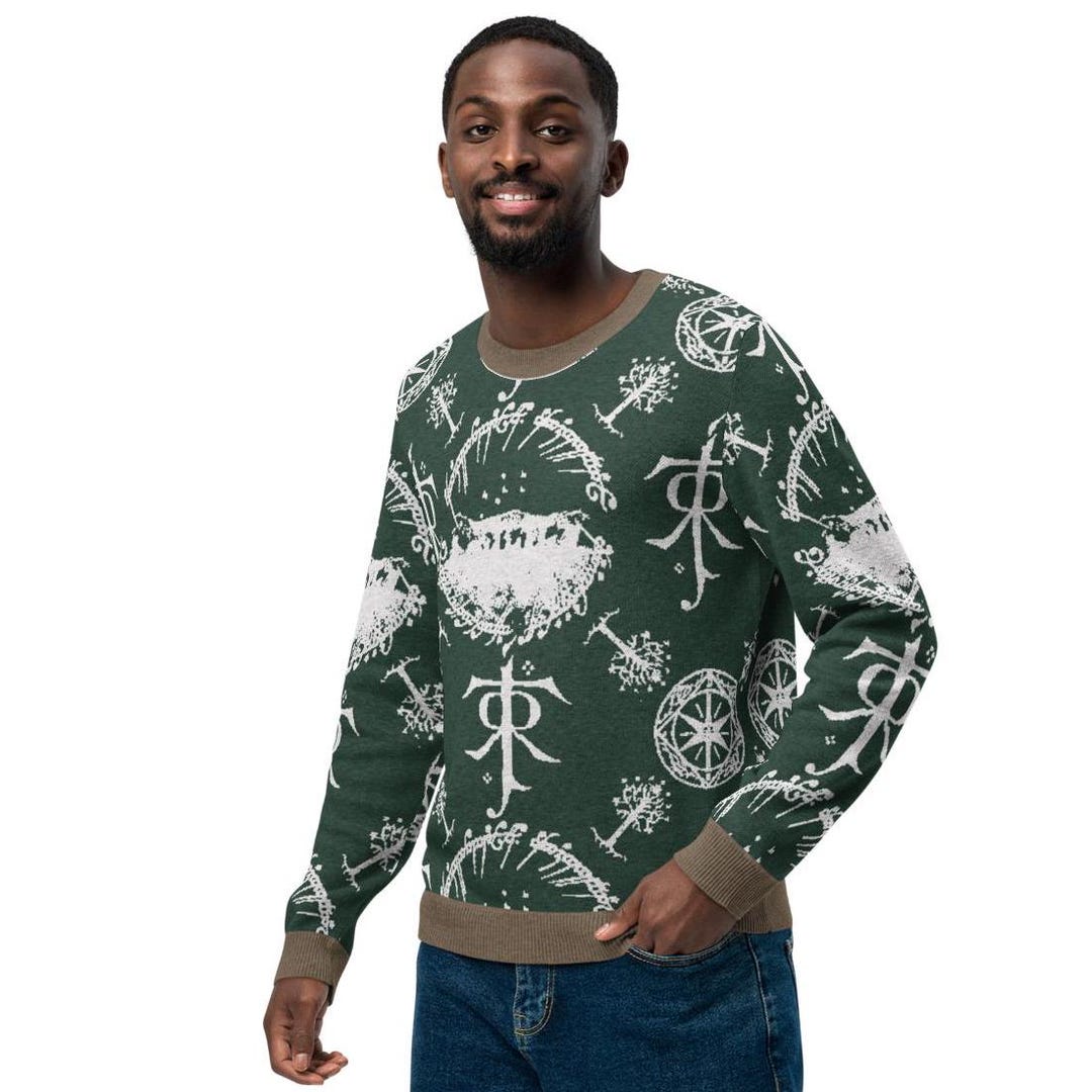 LOTR Knitted Sweater, Lord of the Rings Christmas Sweater, Hobbit Crew ...