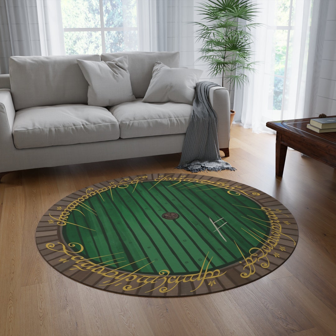 Hobbit Door Round Rug, Lord of the Rings Rug, LOTR Round Rug, Hobbit ...