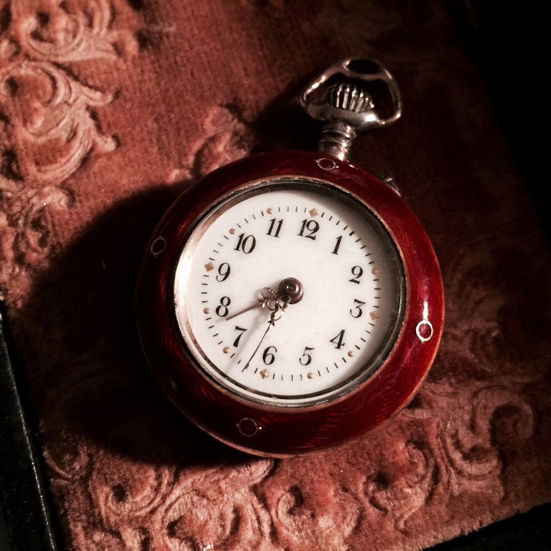 Antique Red-enamel-pocket Watch - Etsy