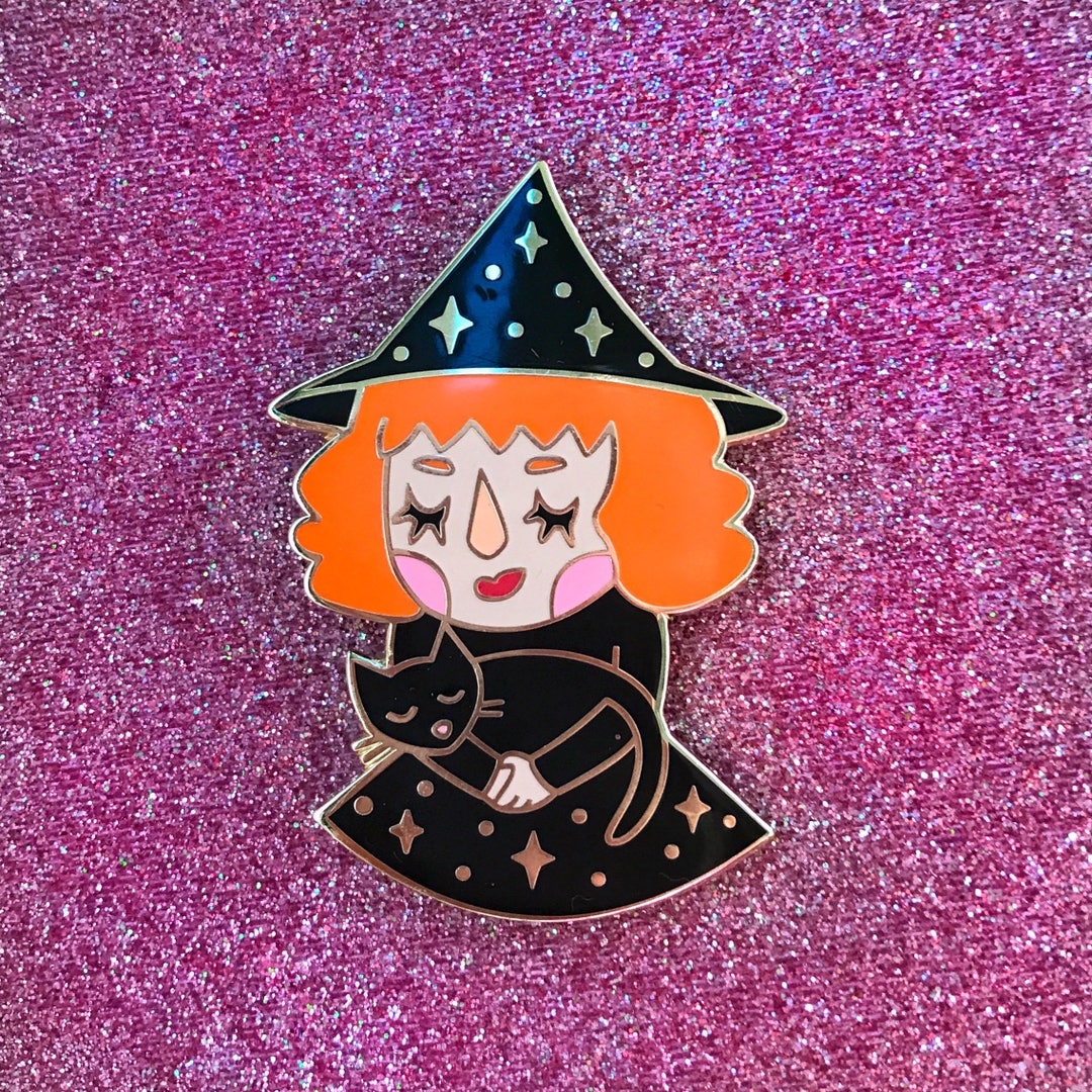 Little Witch Enamel Pin Orange - Etsy