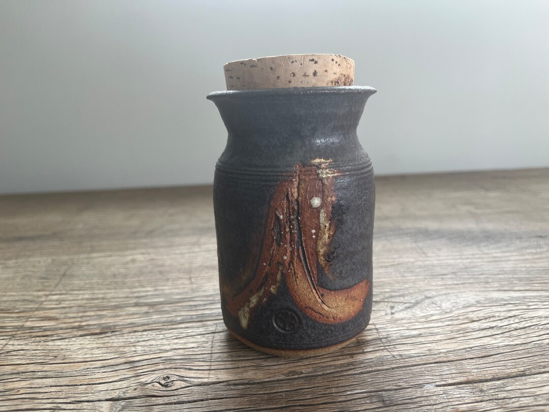 Vintage Mid Century /hollywood Regency Stoneware Ceramic Pottery / Jar ...