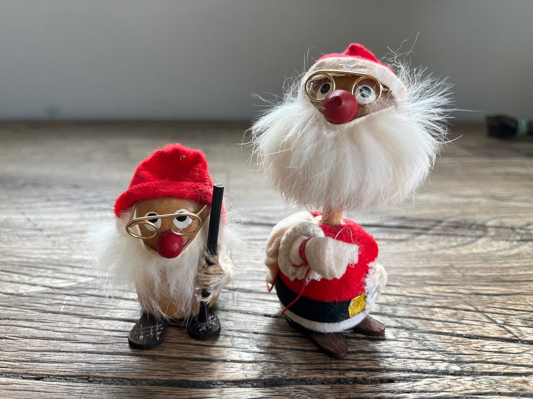 Vintage Mid Century Japanese Wood Santa Pixie Tomte Elf Santa Claus ...