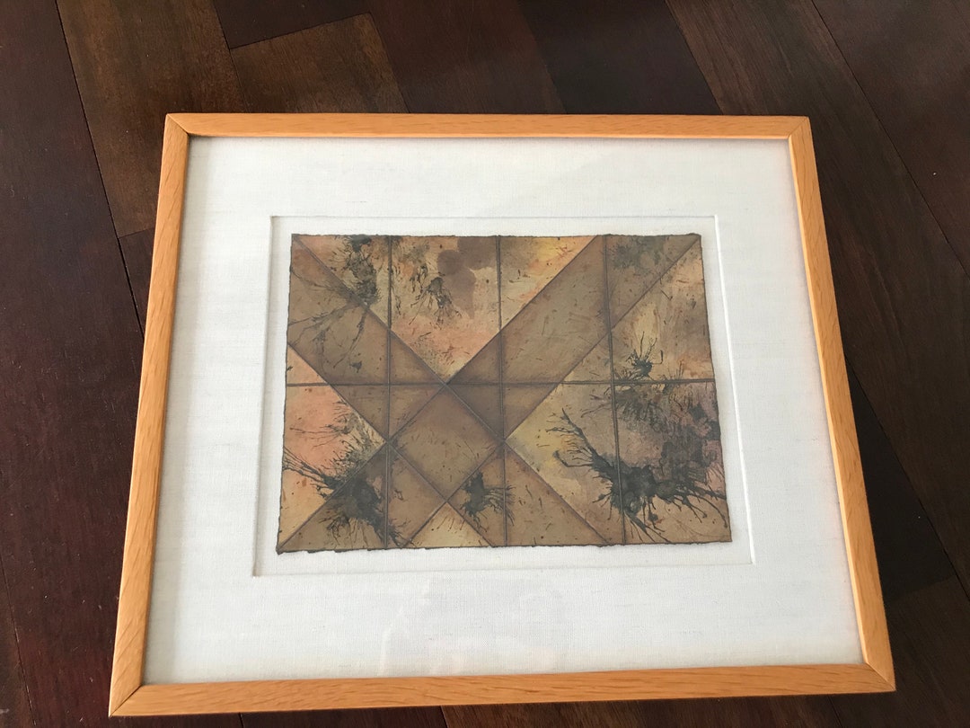 Vintage Mid Century Paul Maxwell? Cast Paper Textured Print Abstract ...