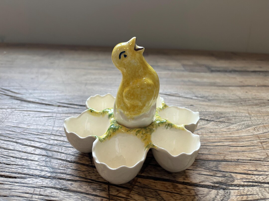 Vintage Mid Century Modern Ceramic Chick Easter 6 Egg Cup Dish - Etsy