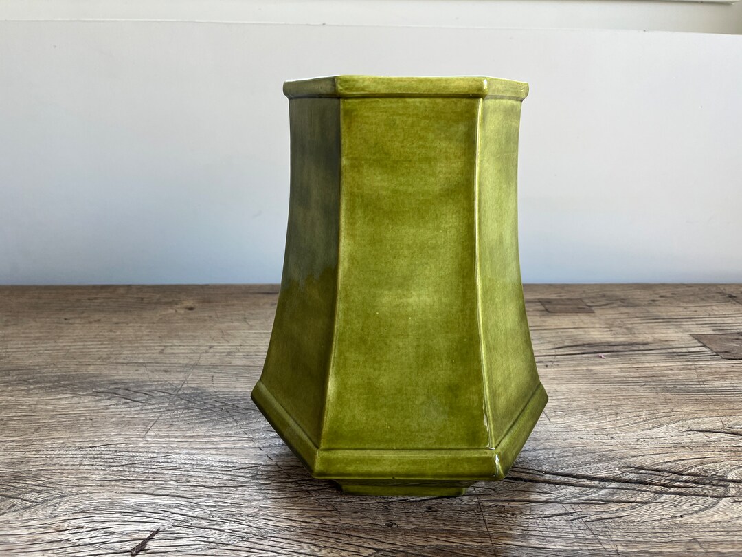 Vintage Large Mid Century Modern /hollywood Regency Green Ceramic ...