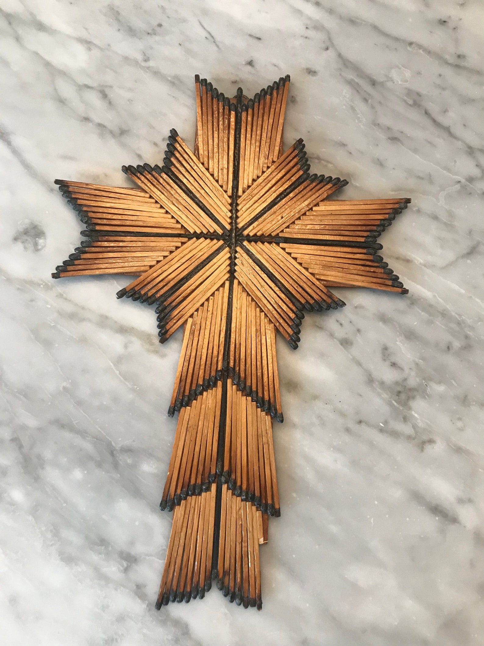 Vintage 60's Folk Art Tramp Art Handmade Match Stick Cross - Etsy