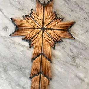 Vintage 60's Folk Art Tramp Art Handmade Match Stick Cross - Etsy