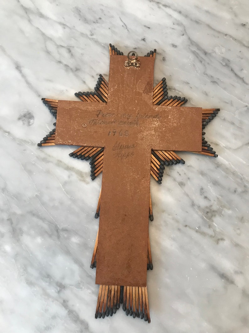 Vintage 60's Folk Art Tramp Art Handmade Match Stick Cross - Etsy