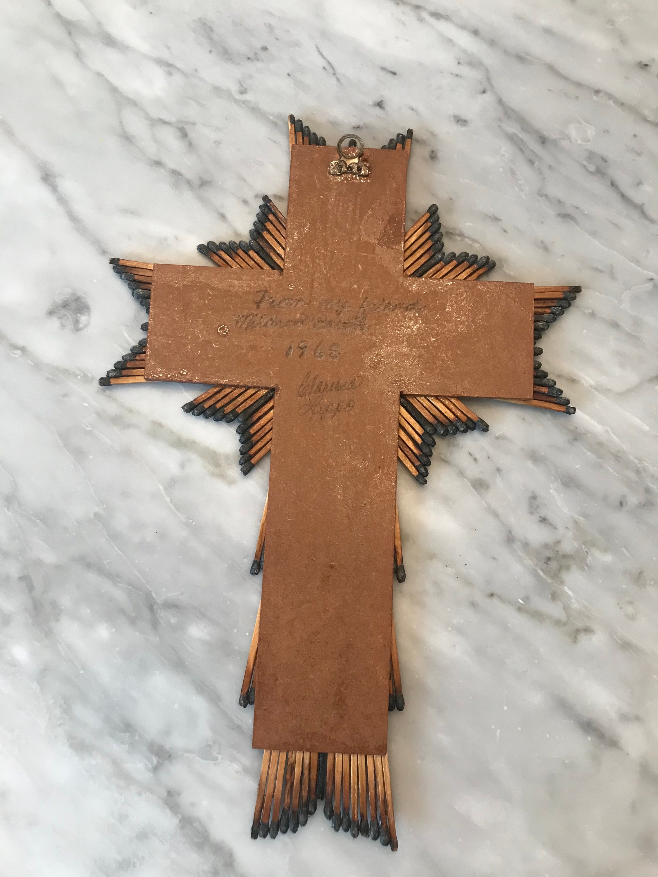 Vintage 60's Folk Art Tramp Art Handmade Match Stick Cross - Etsy