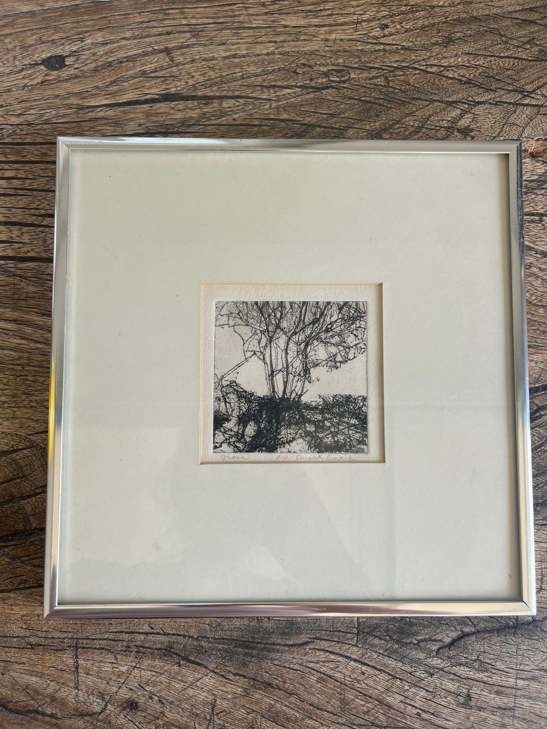 Vintage Mid Century Abstract Block Print Lithograph "grove" Trees ...