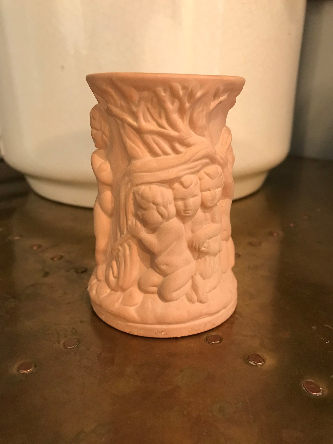 Vintage Antique Italian Terracotta Angel Relief Vase Pottery - Etsy