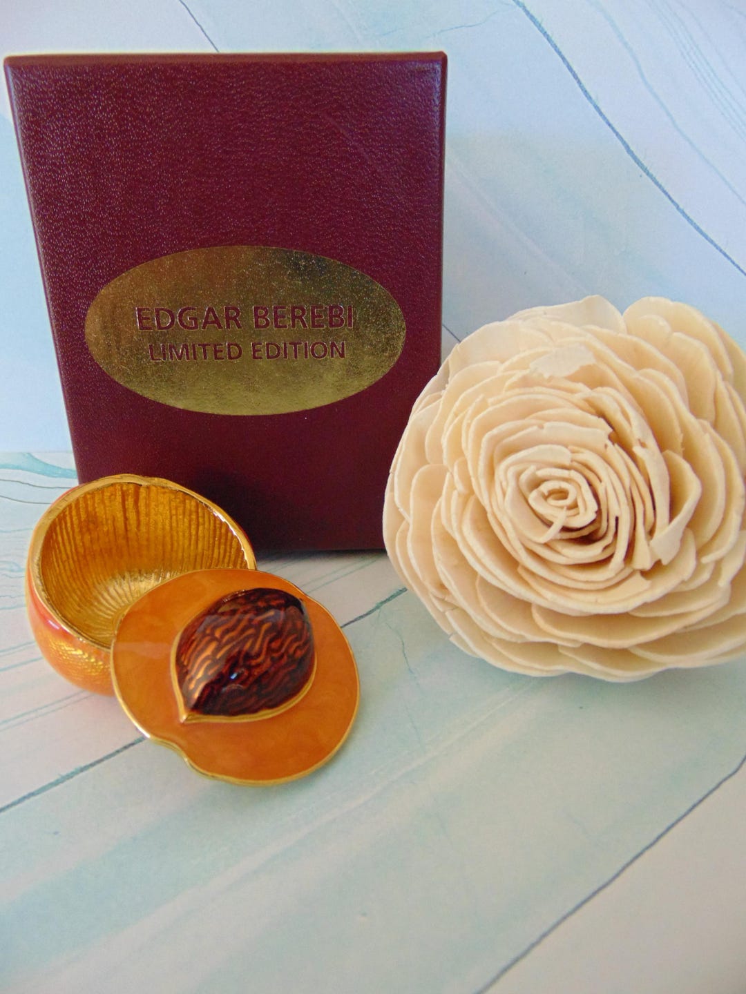 Edgar Berebi Limited Edition Peachbox Peach Trinket Box Enamel Vintage ...