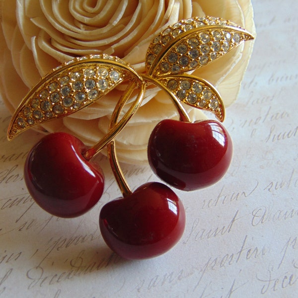 Cherry Brooch - Etsy