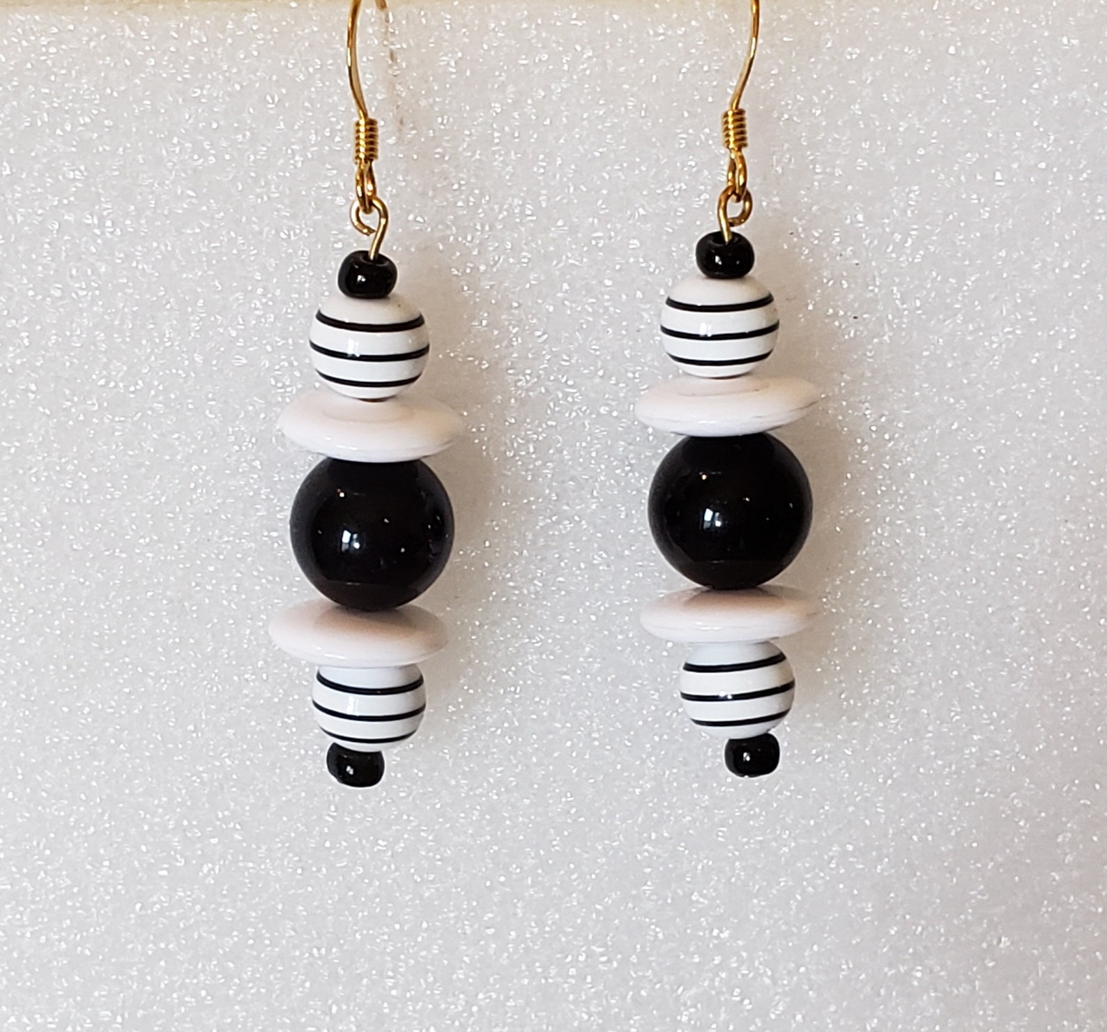 Black and White Striped Mod Style Vintage Earrings - Etsy