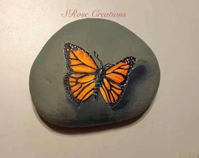 Monarch Butterfly Painted Rock - Etsy