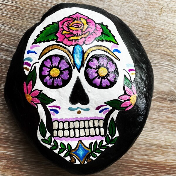 Sugar Skull Rock Painting - Etsy