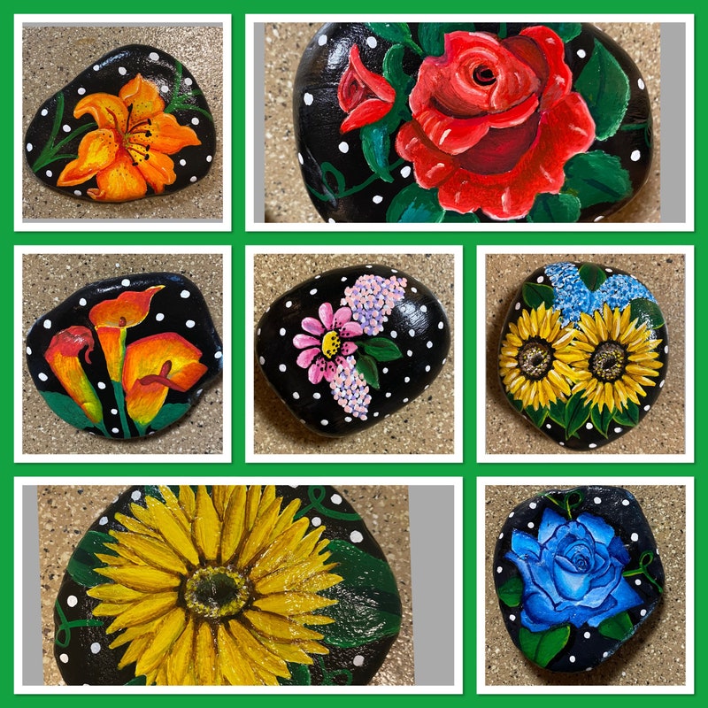 Painted Rocks Flowers - Etsy