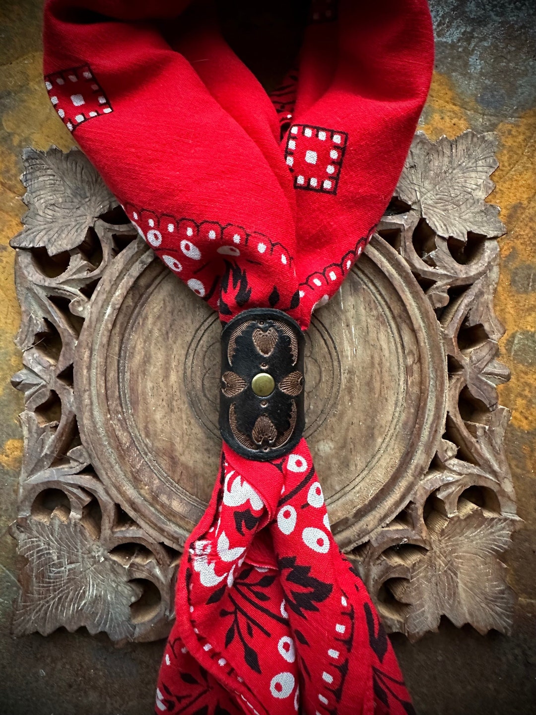 Bandana Slide, Leather Bandana Slide, Handcrafted Bandana Slide, Black ...