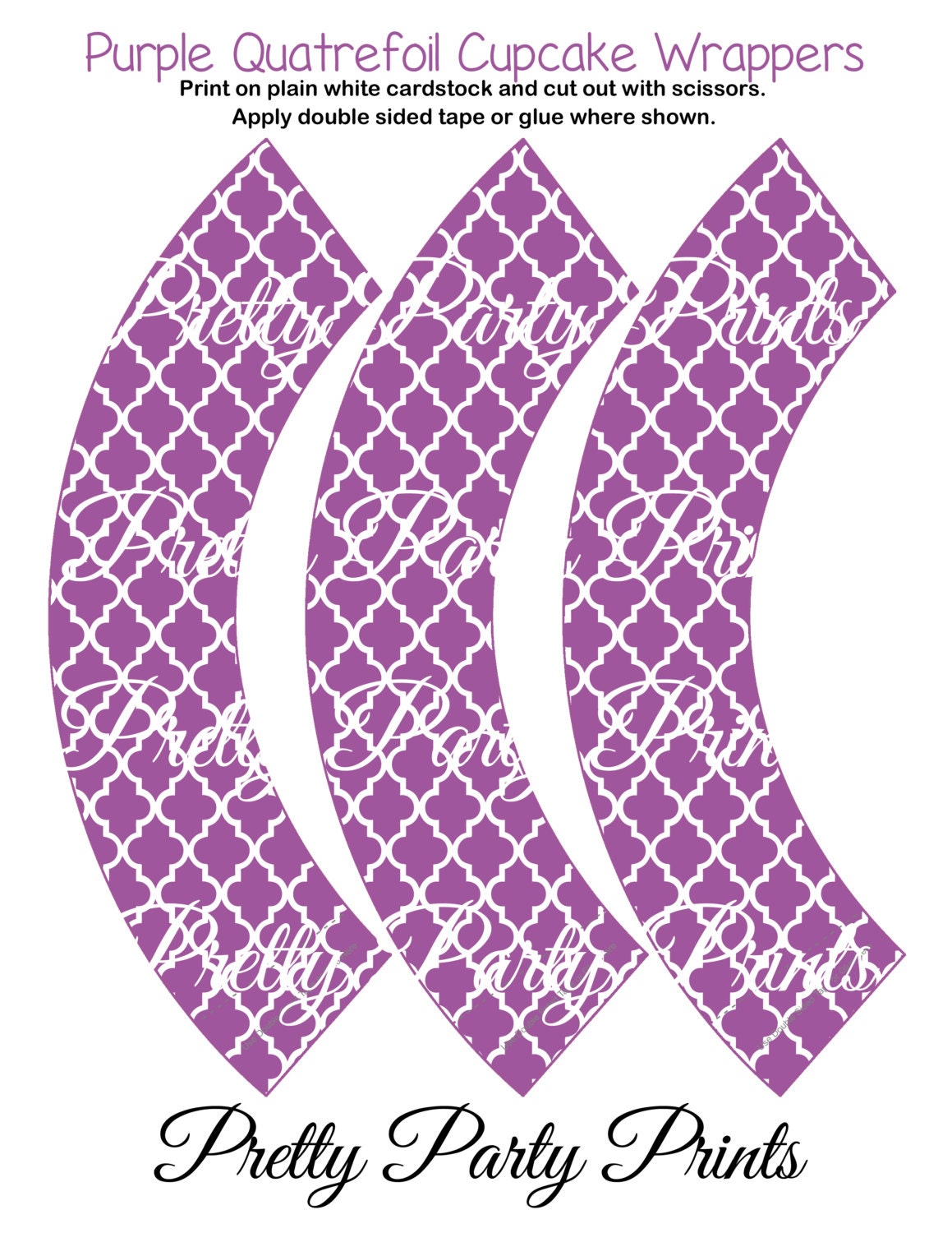 Purple Silver And Blue Cupcake Wrapper Template Printable