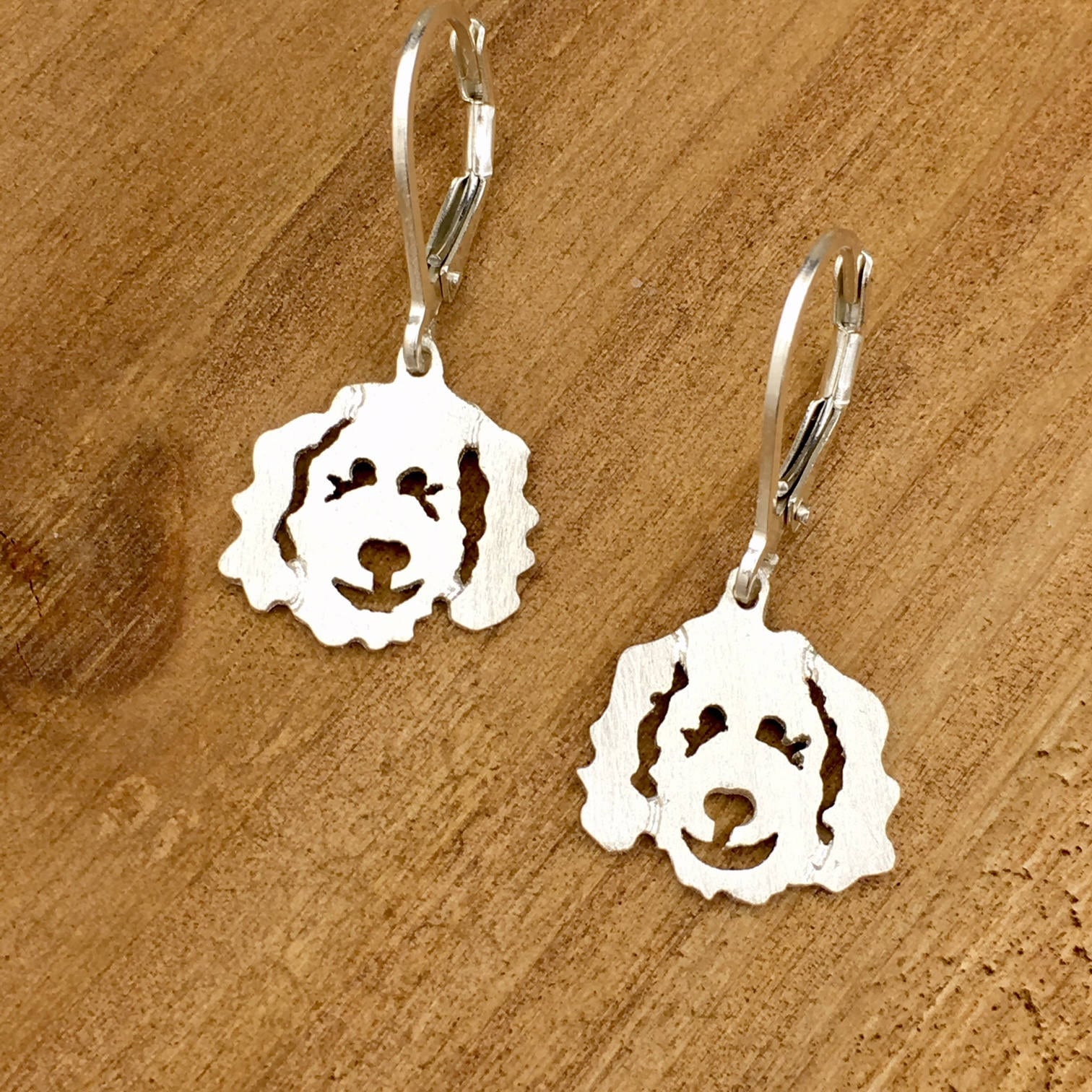 Clyde Goldendoodle Labradoodle Dog Leverback Earrings in Sterling ...