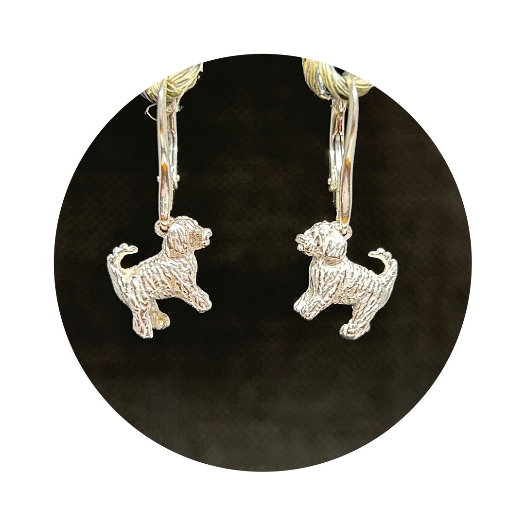 Travis Goldendoodle Labradoodle Dog Charm Earrings in Sterling Silver ...
