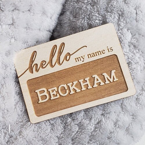 Wooden Hello My Name is Sign Hello My Name is Sign Birth | Etsy