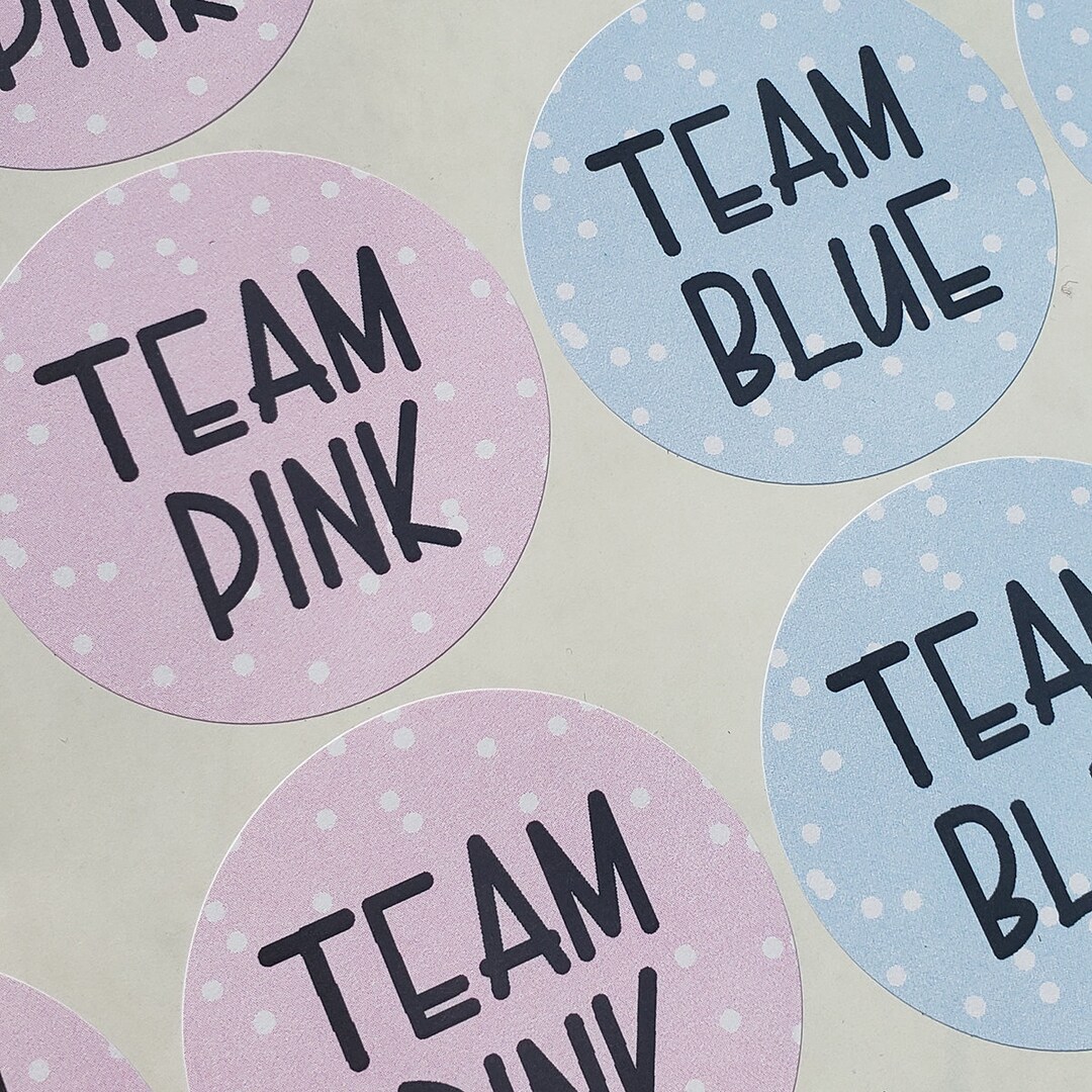 Team Pink Team Blue White Confetti Gender Reveal Stickers/ Gender ...