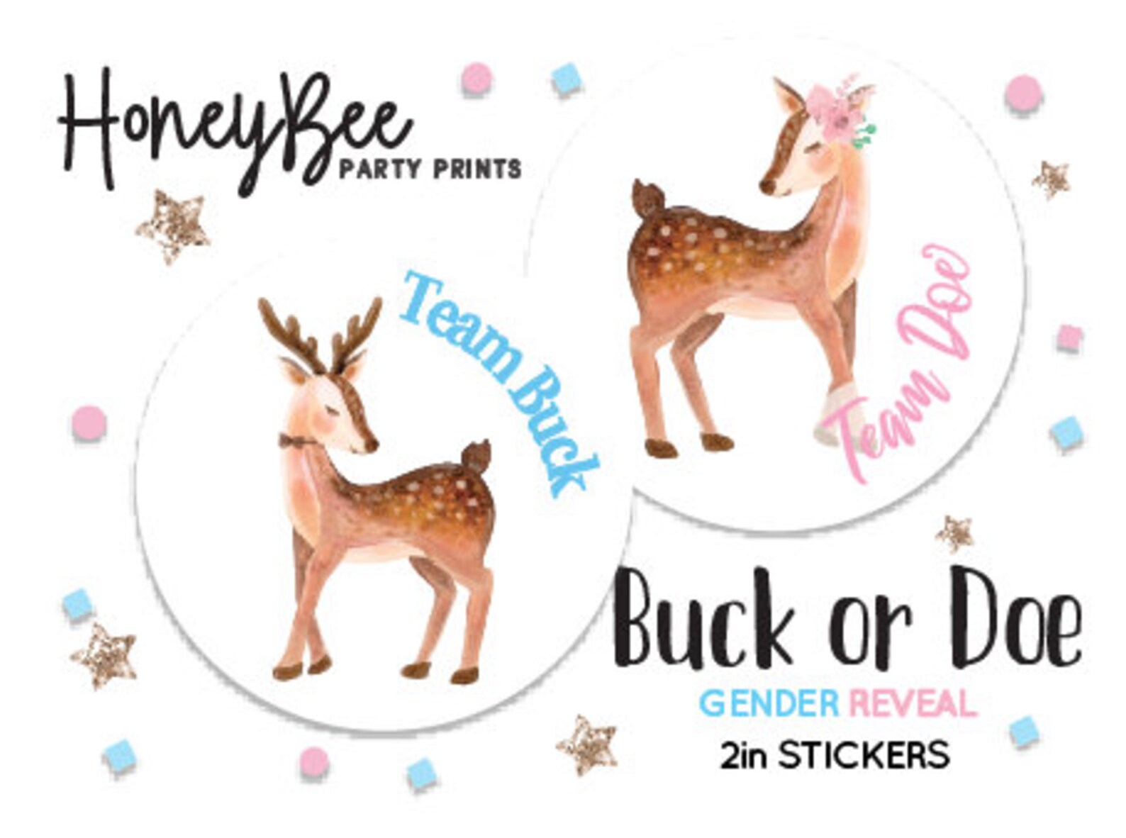 Buck or Doe Gender Reveal Stickers | Team Buck Team Doe | Gender Reveal ...