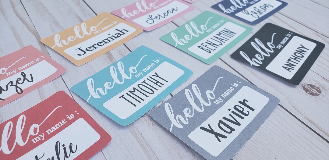 Hello My Name is Sticker | Choose Your Color! | Baby Introduction ...