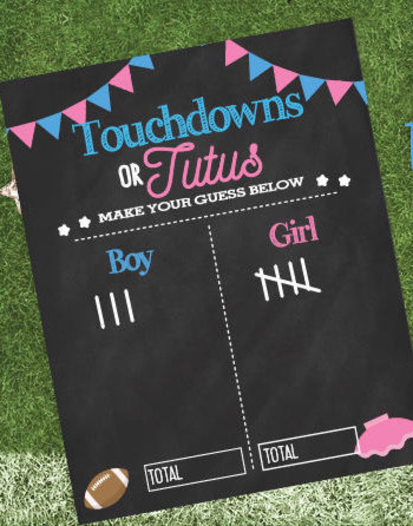 Instant Download Touchdown or Tutu Gender Score Board/ Instant Download ...