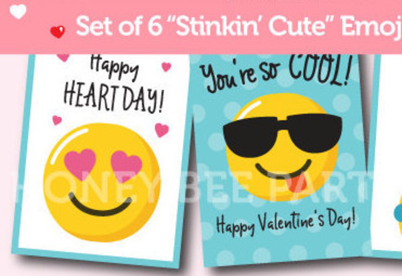 Cute Emoji Valentine Cards //classroom Valentines// Set of 6 Printable ...