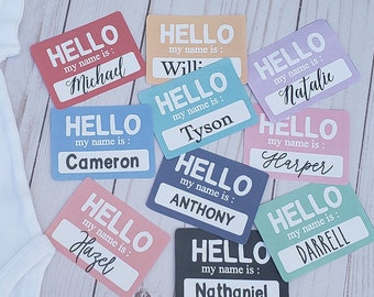 Wooden Hello My Name is Sign Hello My Name is Sign Birth | Etsy