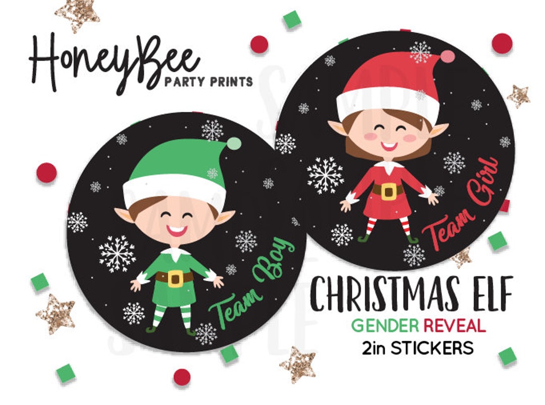 What the Elf | Christmas Elf Gender Reveal Stickers | Team Boy Team ...