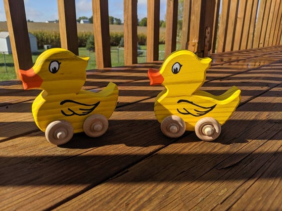 Yellow Wooden Duck Push Toy Small | Etsy