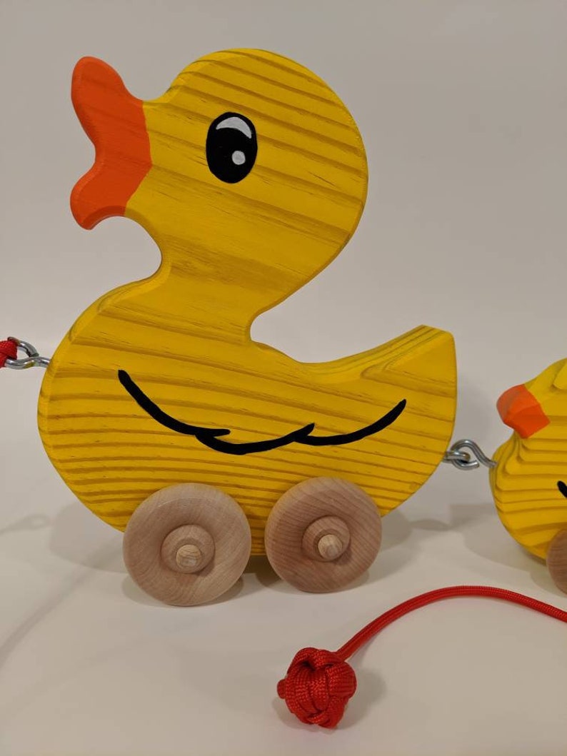 Pull Along Wooden Duck Toy With Ducklings- Pull Along Toy- Pull Along ...